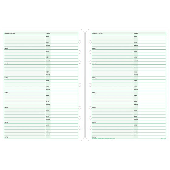 Day-Timer® Internal Telephone Address Directory, Loose-Leaf, Folio Size ...