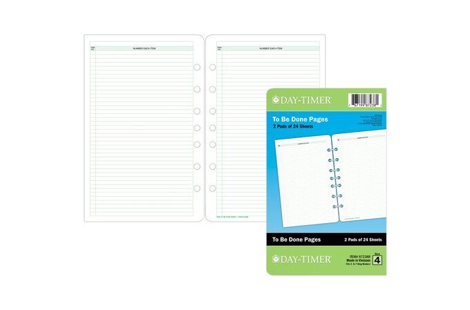 Day-Timer® Lined To Be Done Pages, Small, 5 1/2" x 8 1/2", 2 Pack ...