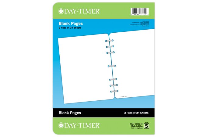 Day-Timer® Blank Pages, Loose-Leaf, White, Folio Size, 8 1/2" x 11 ...