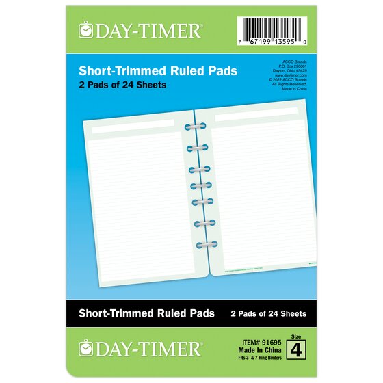 Day-Timer Short-Trimmed Ruled Pad, Green, Desk Size, 5 1/2" x 8 1/16 ...