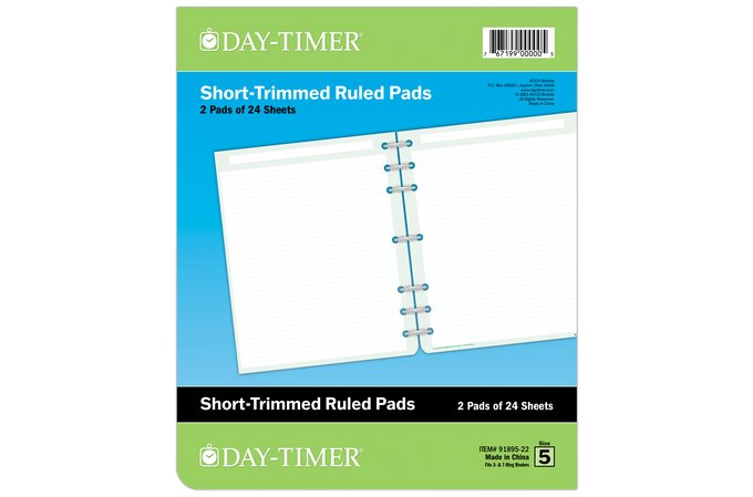Day-Timer® Short-Trimmed Ruled Sheets, Loose-Leaf, Folio Size, 8 1/2" x ...