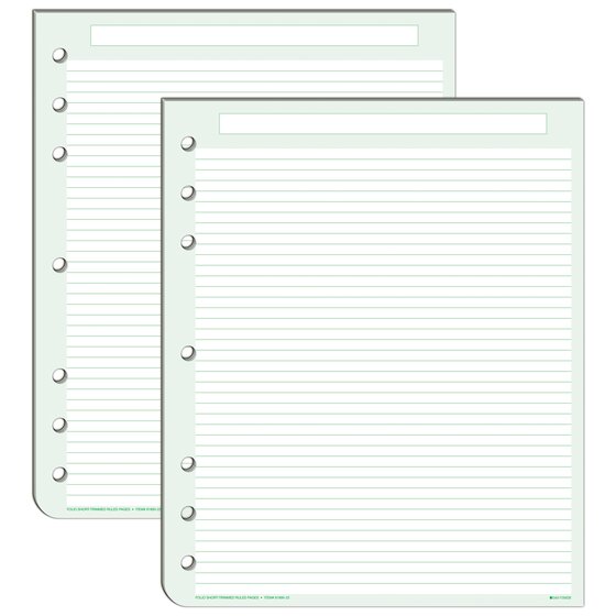 Day-Timer® Short-Trimmed Ruled Sheets, Loose-Leaf, Folio Size, 8 1/2" x ...