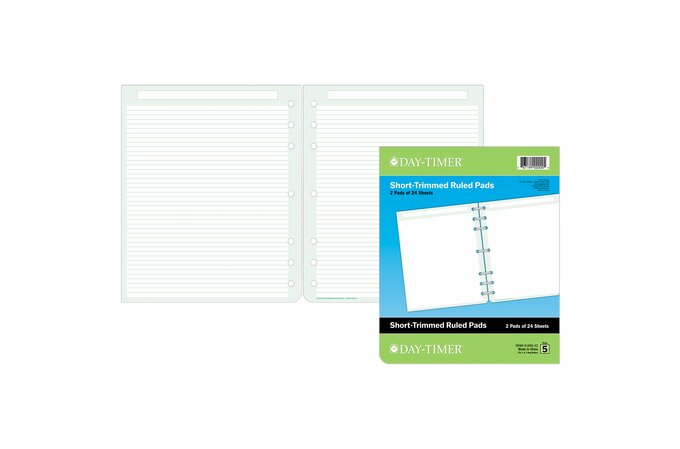 Day-Timer® Short-Trimmed Ruled Sheets, Loose-Leaf, Folio Size, 8 1/2" x ...