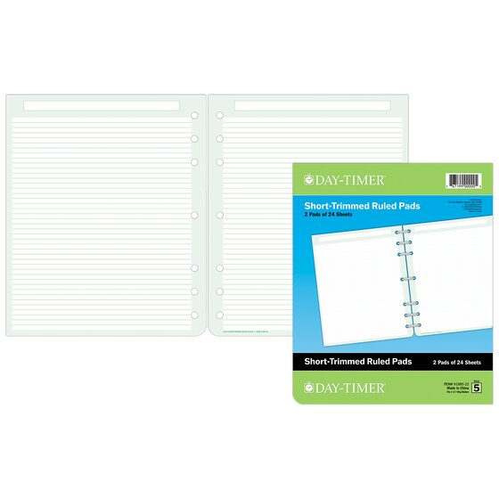 Day-Timer® Short-Trimmed Ruled Sheets, Loose-Leaf, Folio Size, 8 1/2" x ...