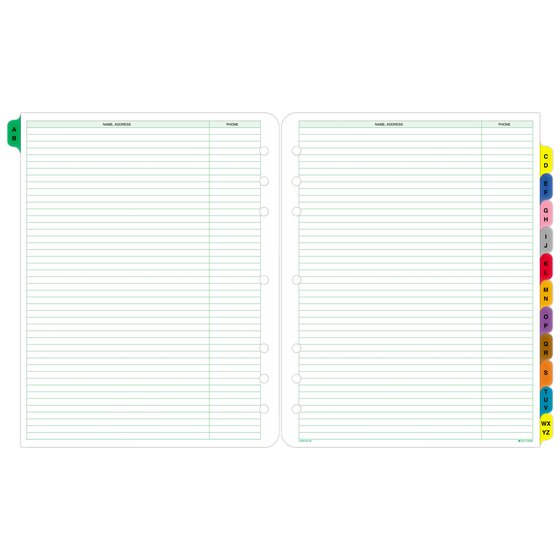 Day-Timer® Color Telephone Address Directory, Loose-Leaf, Folio Size, 8 ...