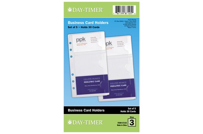 Day-Timer® Vinyl Business Credit Card Holder, 6-Ring, Portable Size, 3 ...