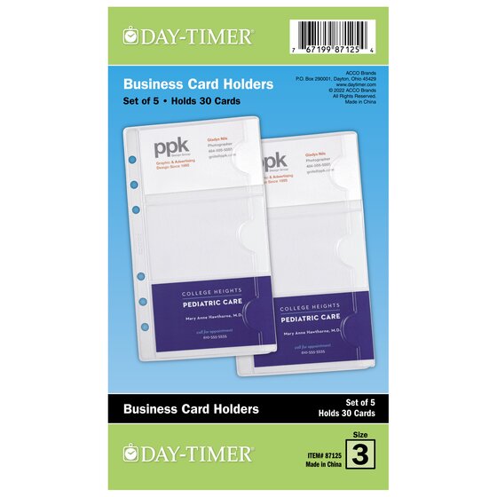 Day-Timer® Vinyl Business Credit Card Holder, 6-Ring, Portable Size, 3 ...
