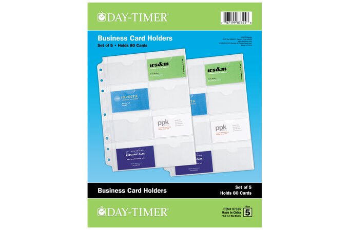Day-Timer® Vinyl Business Credit Card Holder, 7-Ring, Folio Size, 8 1/2 ...