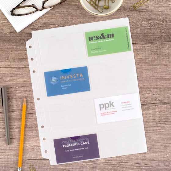 Day-Timer® Vinyl Business Credit Card Holder, 7-Ring, Folio Size, 8 1/2 ...