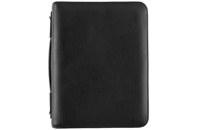 Day-Timer® Armorhide Leather 1 1/2" Zippered Planner Cover, Black, Desk ...