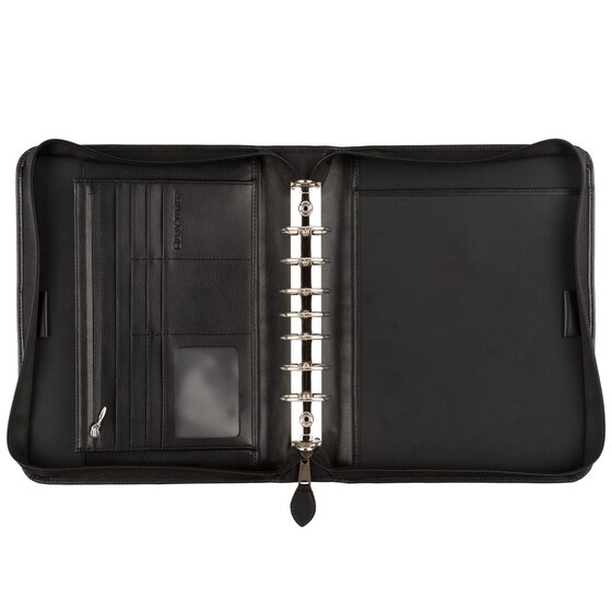 Day-Timer® Armorhide Leather 1 1/2" Zippered Planner Cover, Black, Desk ...