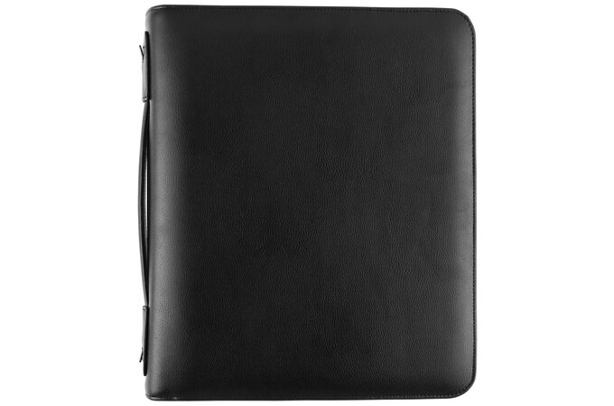 Day-Timer® Armorhide Leather Zippered Planner Cover, Black, Folio Size ...