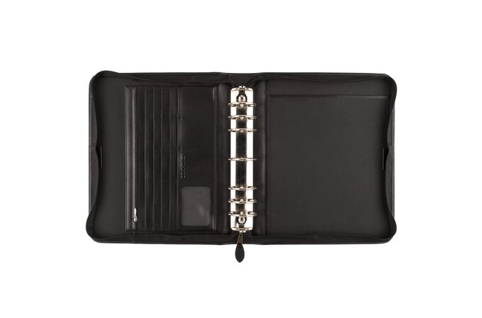 Day-Timer® Armorhide Leather Zippered Planner Cover, Black, Folio Size ...