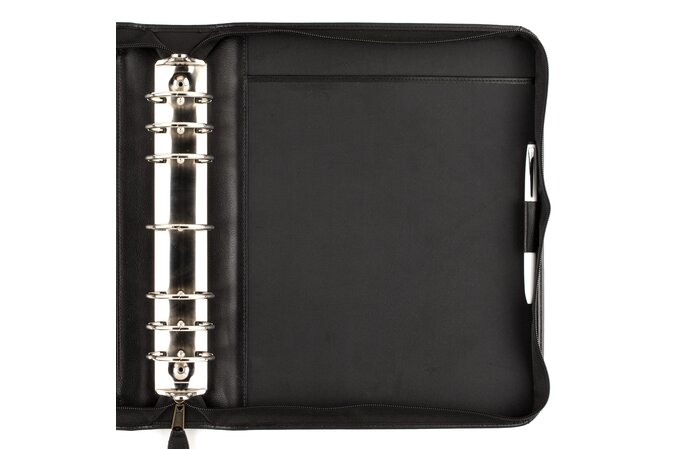 Day-Timer® Armorhide Leather Zippered Planner Cover, Black, Folio Size ...