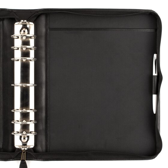 Day-Timer® Armorhide Leather Zippered Planner Cover, Black, Folio Size ...