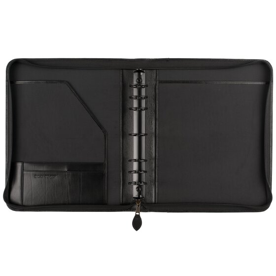 Day-Timer® Western Coach Leather Zippered Planner Cover, Black, Folio ...