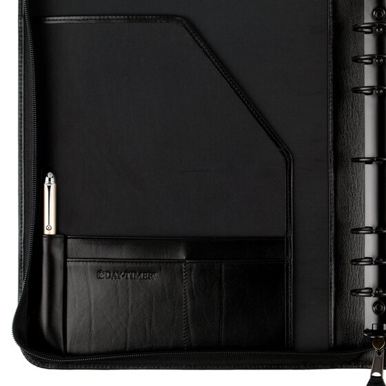 Day-Timer® Western Coach Leather Zippered Planner Cover, Black, Folio ...