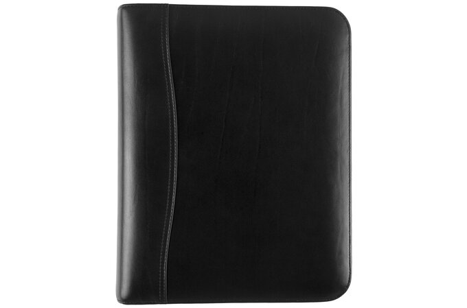 Day-Timer® Western Coach Leather Zippered Planner Cover, Black, Desk ...