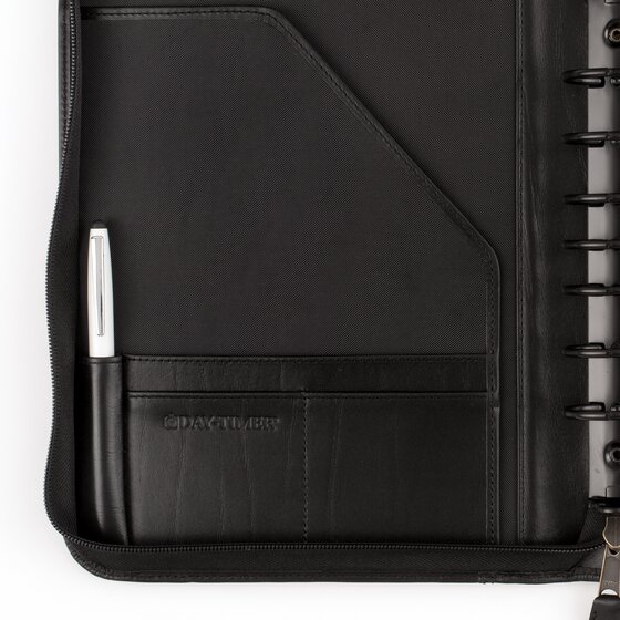 Day-Timer® Western Coach Leather Zippered Planner Cover, Black, Desk ...