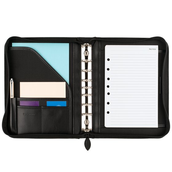 Day-Timer® Antique Vinyl Zippered Planner Cover, Black, Desk Size, Fits ...