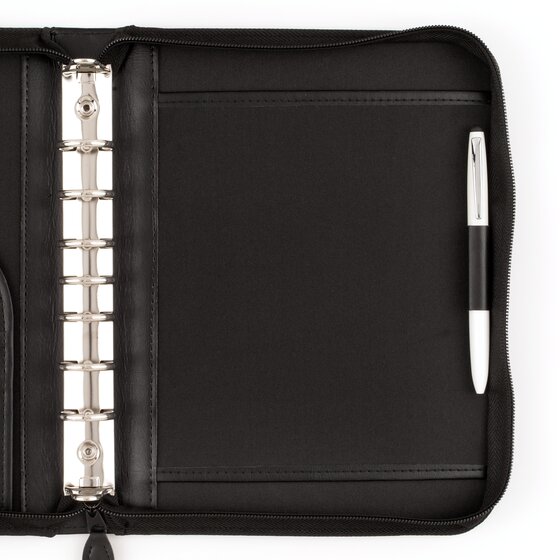 Day-Timer® Antique Vinyl Zippered Planner Cover, Black, Desk Size, Fits ...