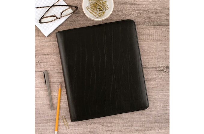 Day-Timer® Western Coach Leather Open Style Planner Cover, Black ...