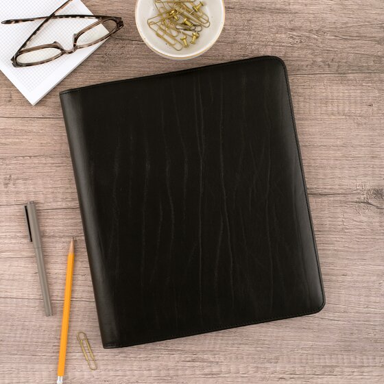 Day-Timer® Western Coach Leather Open Style Planner Cover, Black ...