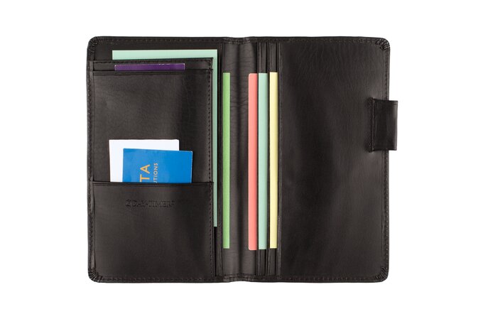 Day-Timer® Belgian Bonded Leather Planner Cover, Black, Pocket Size ...