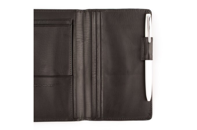 Day-Timer® Belgian Bonded Leather Planner Cover, Black, Pocket Size ...