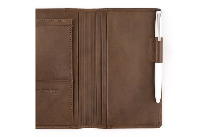 Day-Timer® Distressed Leather Open Style Planner Cover, Dark Tan ...