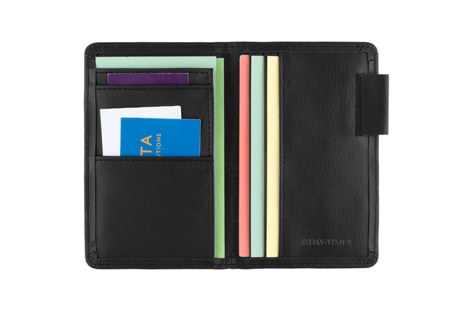 Day-Timer® Antique Vinyl Open Style Planner Wallet, Black, Compact Size ...