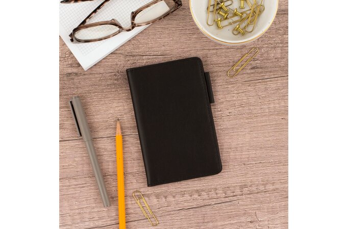 Day-Timer® Antique Vinyl Open Style Planner Wallet, Black, Compact Size ...