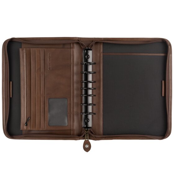 Day-Timer® Distressed Leather Zippered Planner Cover, Dark Tan, Desk ...