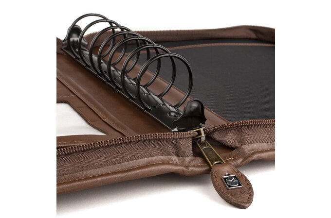 Day-Timer® Distressed Leather Zippered Planner Cover, Dark Tan, Desk ...