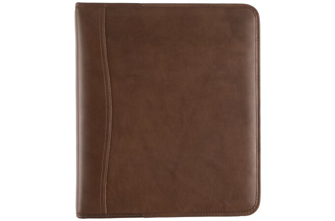 Day-Timer® Distressed Leather Zippered Planner Cover, Dark Tan, Folio ...
