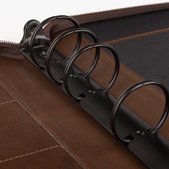 Day-Timer® Distressed Leather Zippered Planner Cover, Dark Tan, Folio ...