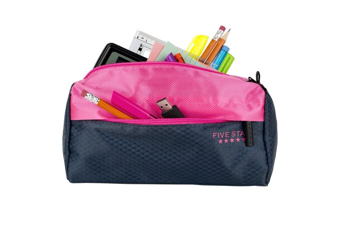 Five Star® 9-Pocket Zipper Pencil Pouch, Navy/Pink | Pencil Pouches ...