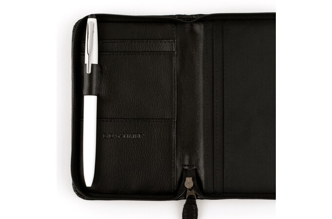 Day-Timer® Armorhide Leather Zippered Planner Cover, Black, Compact ...