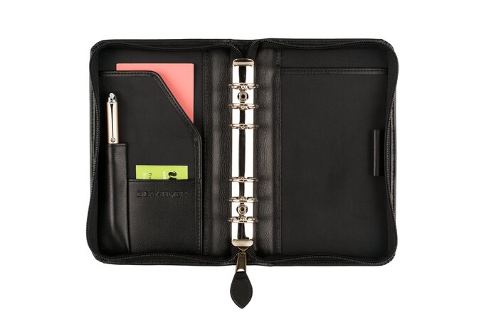 Day-Timer® Armorhide Leather 1" Zippered Planner Cover, 6-Ring, Black ...