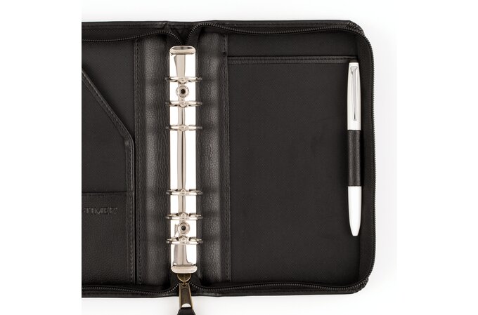 Day-Timer® Armorhide Leather 1" Zippered Planner Cover, 6-Ring, Black ...