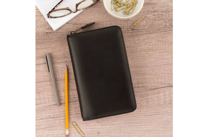 Day-Timer® Armorhide Leather 1" Zippered Planner Cover, 6-Ring, Black ...