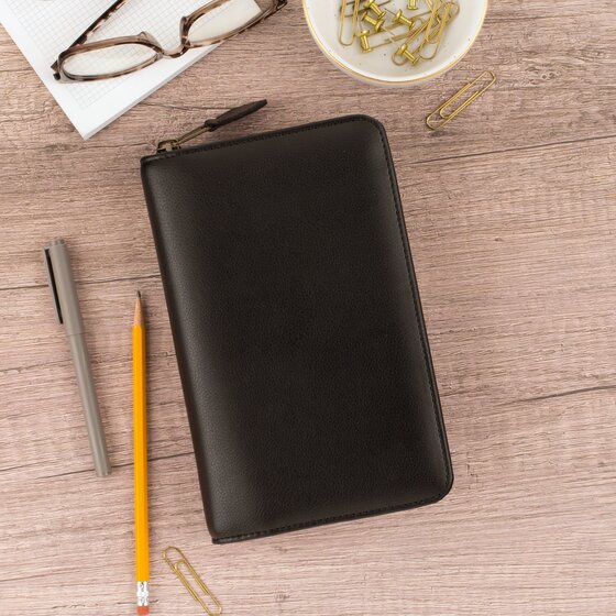 Day-Timer® Armorhide Leather 1" Zippered Planner Cover, 6-Ring, Black ...