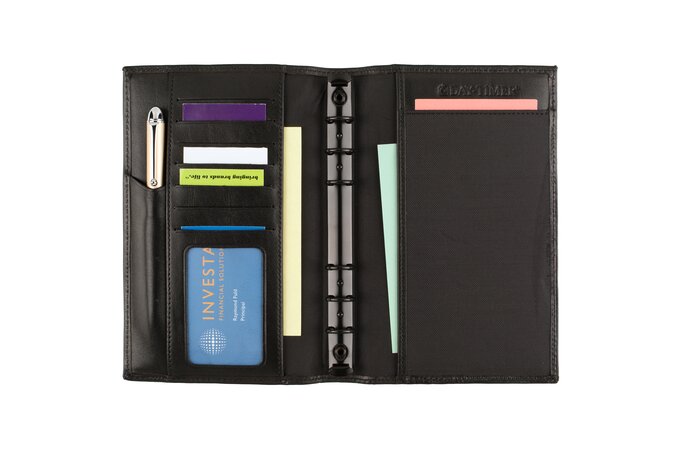 Day-Timer® Western Coach Leather 1/2" Open Style Planner Cover, Black ...