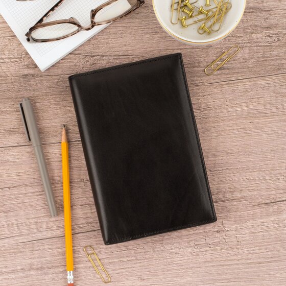 Day-Timer® Western Coach Leather 1/2" Open Style Planner Cover, Black ...