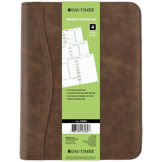Day-Timer® Undated Distressed Faux Leather Planner Starter Set, 7-Ring ...