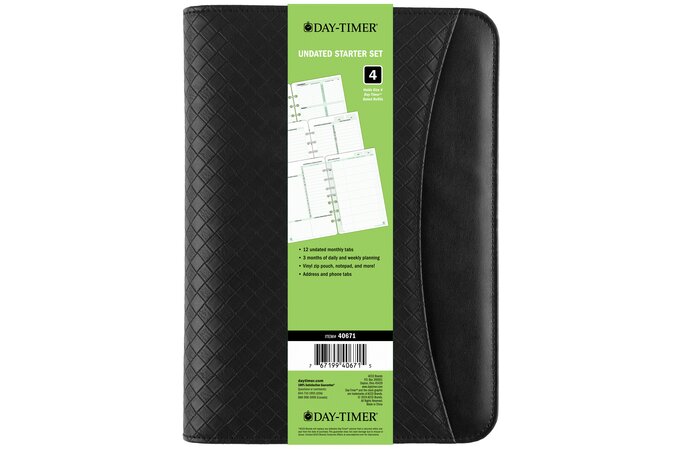Day-Timer® Undated Distressed Look Woven Style Planner Starter Set, 7 ...