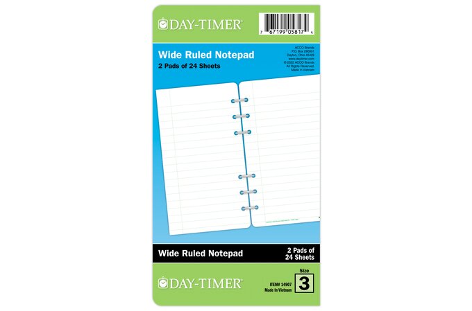 Day-Timer® Wide Ruled Note Pad, Portable Size, 3 3/4" x 6 3/4", 2 Pack ...
