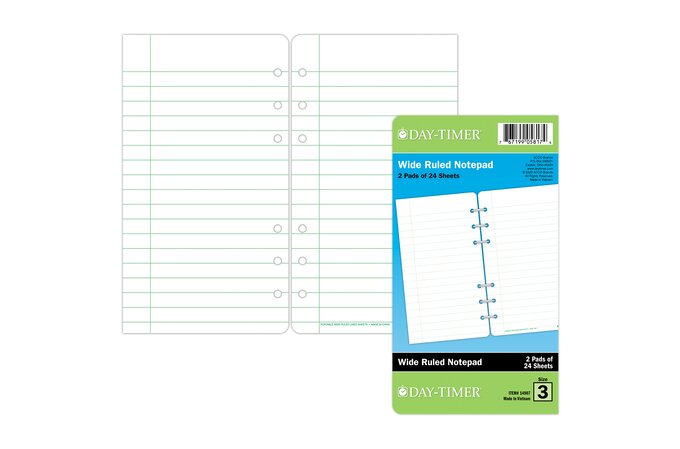 Day-Timer® Wide Ruled Note Pad, Portable Size, 3 3/4" x 6 3/4", 2 Pack ...