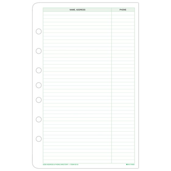 Day-Timer Color Telephone Address Directory, Loose-Leaf, Desk Size, 5 1 ...