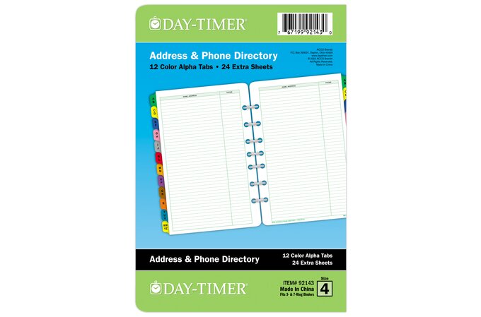 Day-Timer Color Telephone Address Directory, Loose-Leaf, Desk Size, 5 1 ...